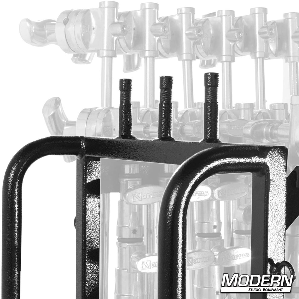 C-Stand Cart Complete with 12 C-Stands – Modern Studio Equipment.